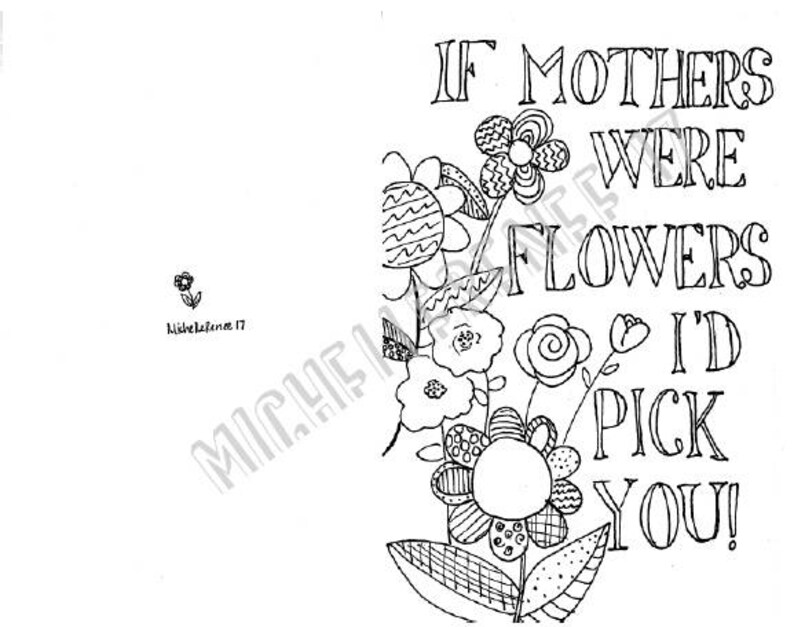 Mother's Day Coloring Card: Digital Instant Download - Etsy