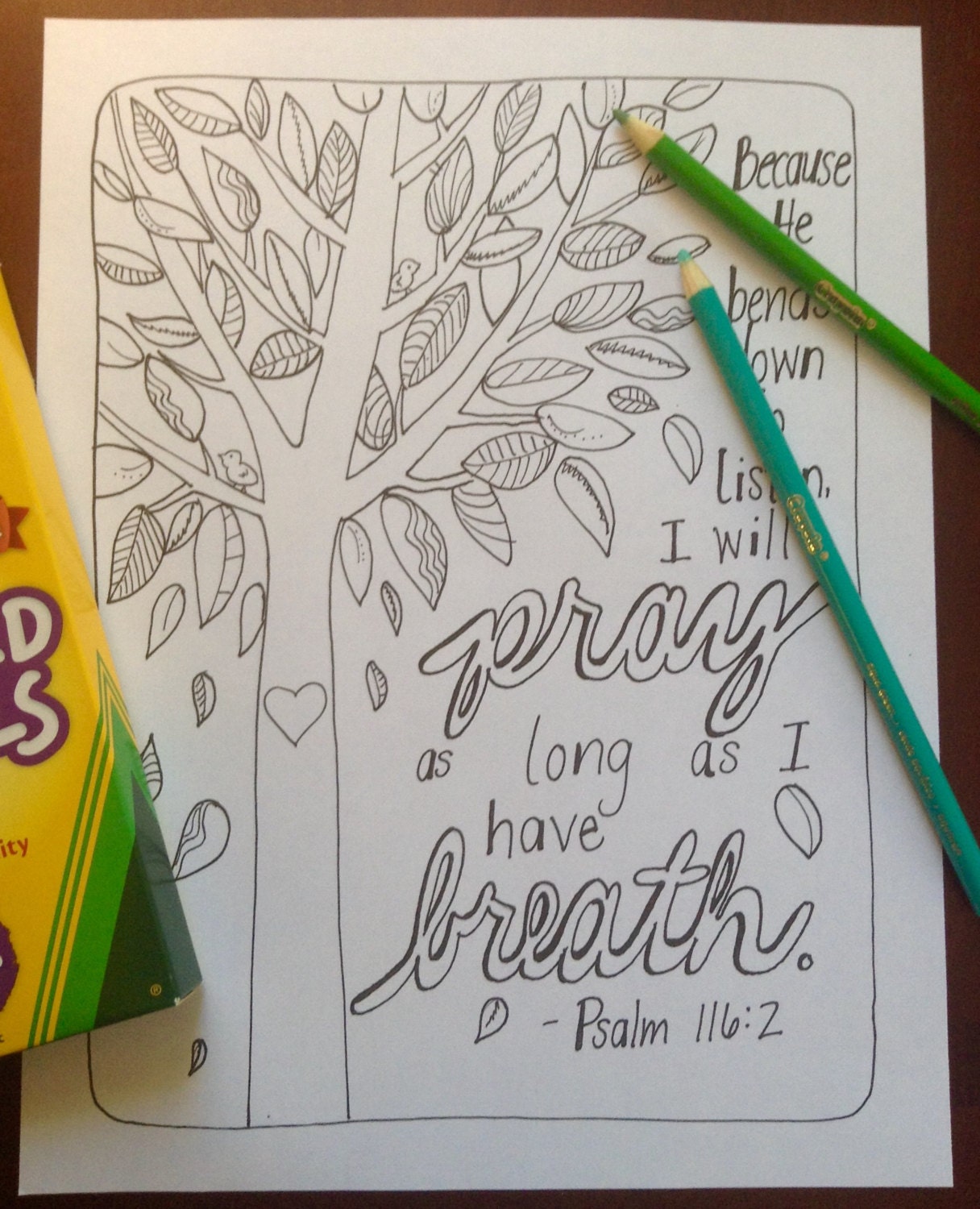 Bible Verse Coloring Page: Psalm 116.2 Digital Instant Download - Etsy