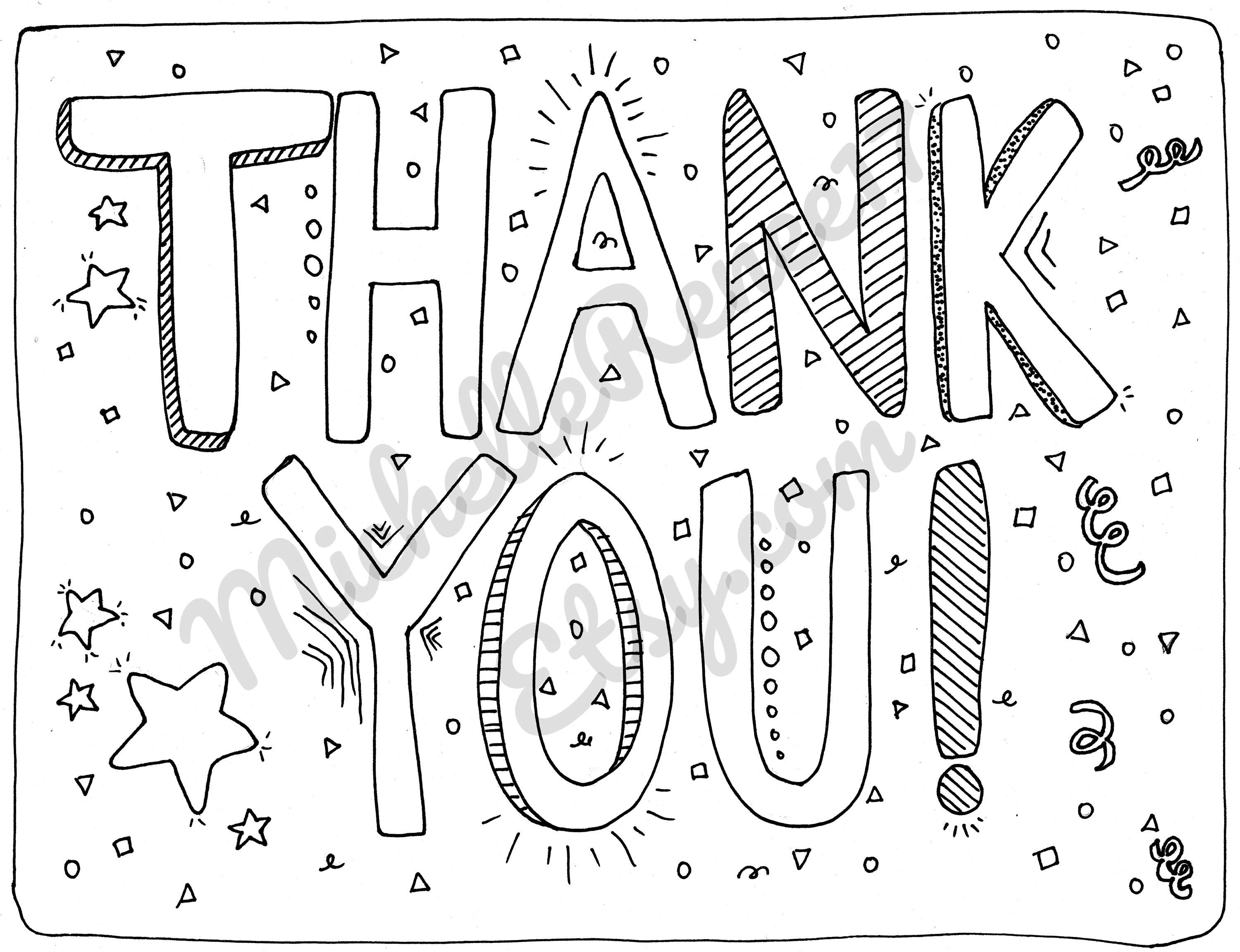 Thank You! Coloring Page: Digital Instant Download - Etsy