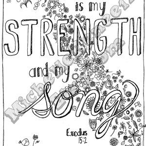Bible Verse Coloring Page: Exodus 15.2 Digital Instant Download - Etsy