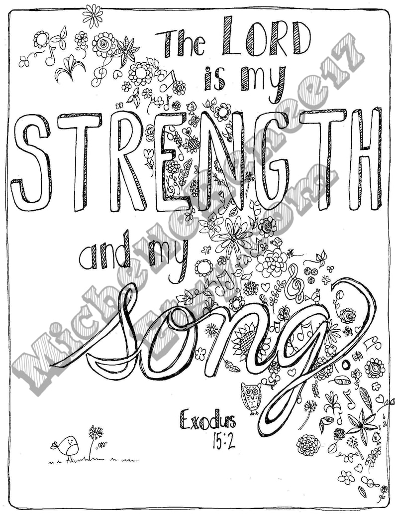 Bible Verse Coloring Page: Exodus 15.2 Digital Instant Download - Etsy