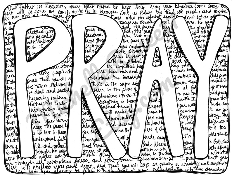 Bible Verse Coloring Page: PRAY Digital Instant Download - Etsy