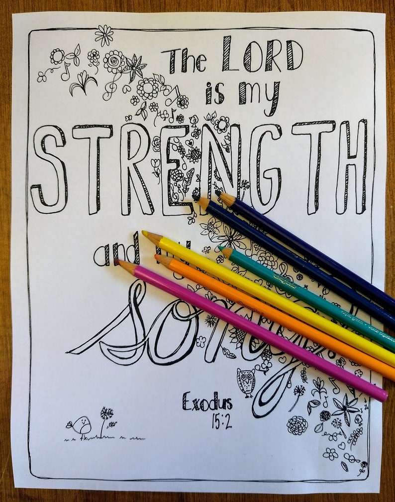 Bible Verse Coloring Page: Exodus 15.2 Digital Instant Download - Etsy