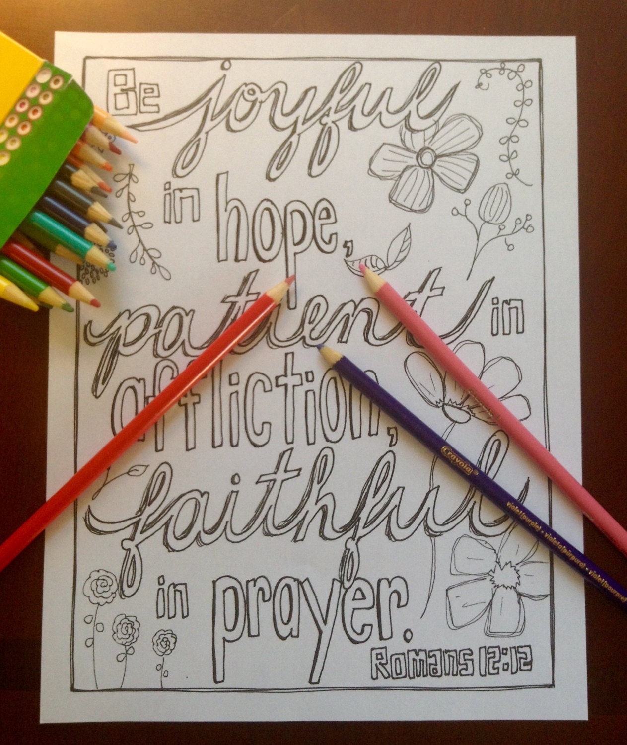 Bible Verse Coloring Page: Romans 12.12 Digital Instant Download - Etsy