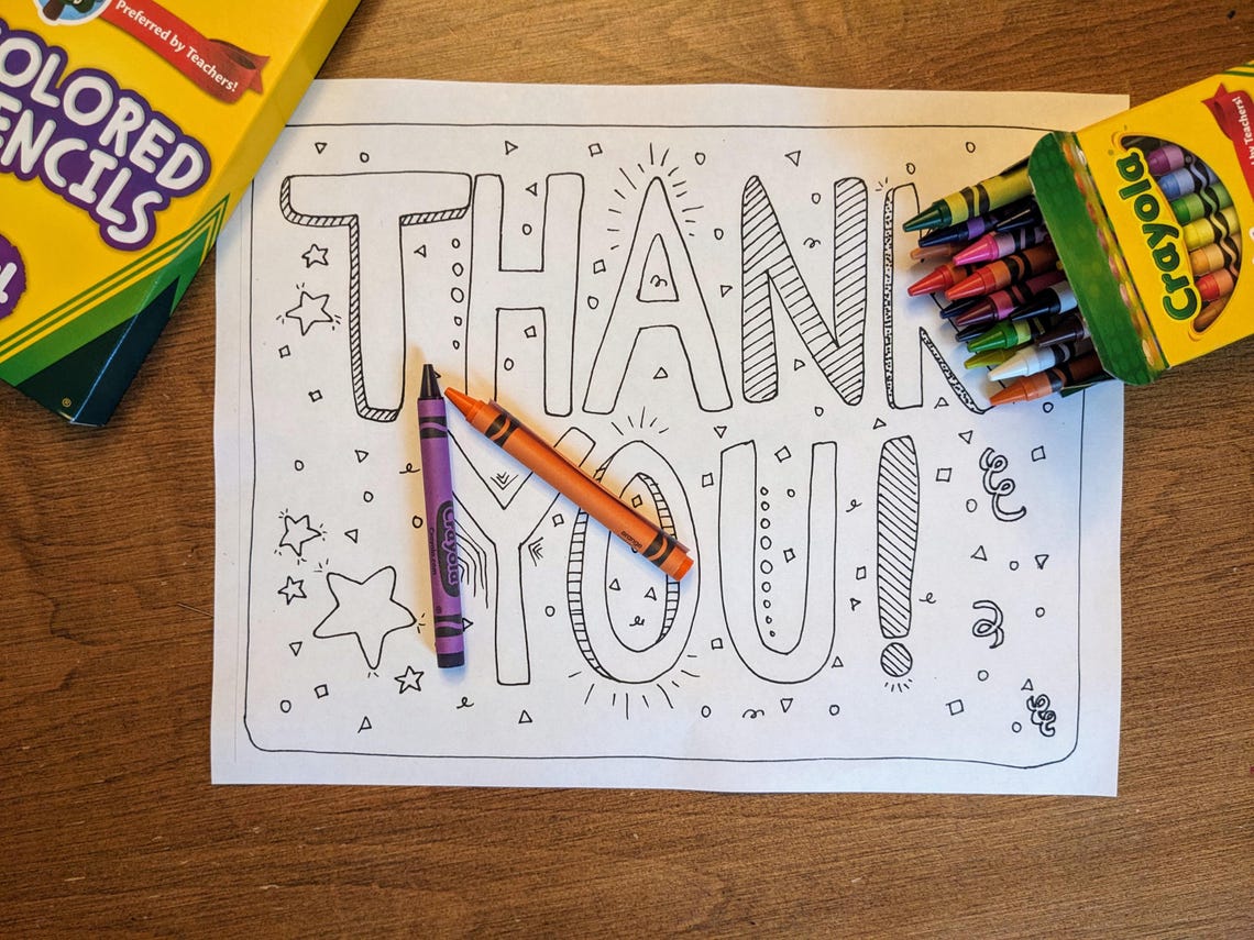 Thank You! Coloring Page: Digital Instant Download - Etsy