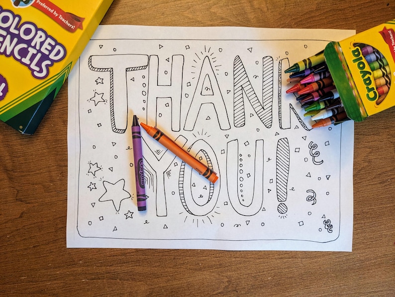 Thank You! Coloring Page: Digital Instant Download - Etsy