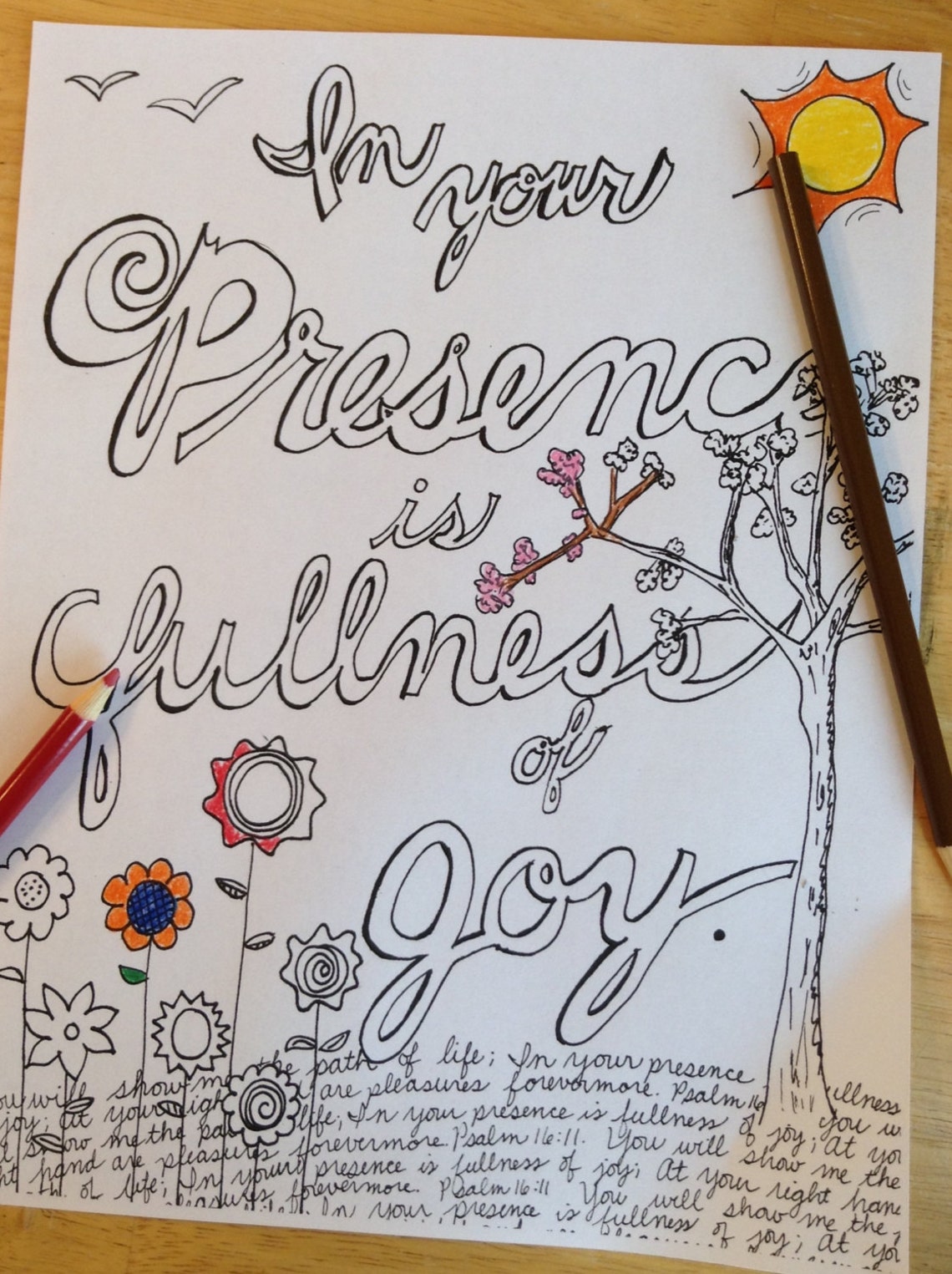 Bible Verse Coloring Page: Psalm 16.11 Digital Instant Download - Etsy