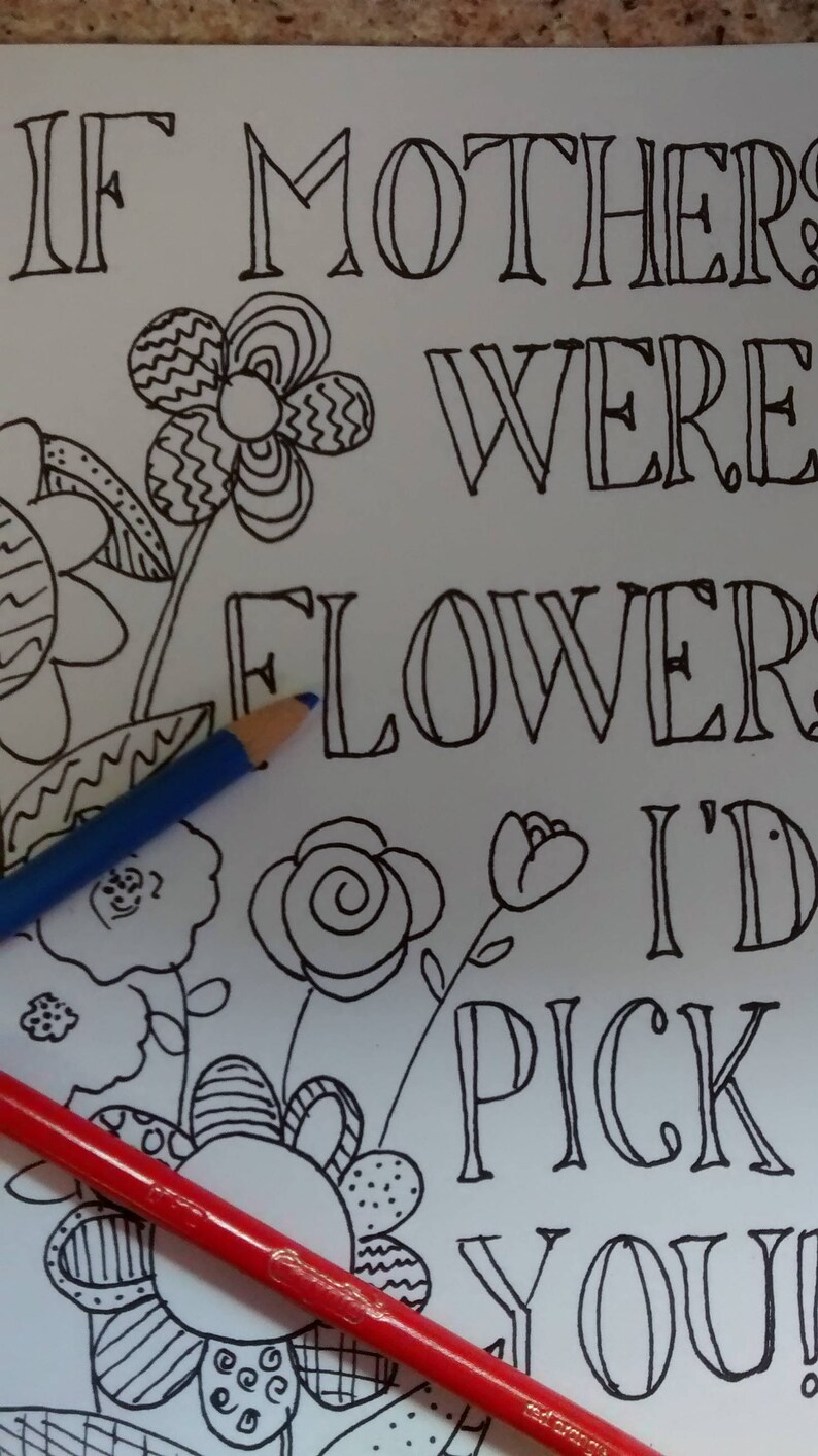 Mother's Day Coloring Card: Digital Instant Download - Etsy