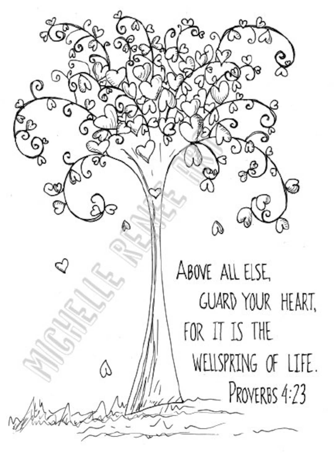 Bible Verse Coloring Page: Proverbs 4.23 Digital Instant Download - Etsy