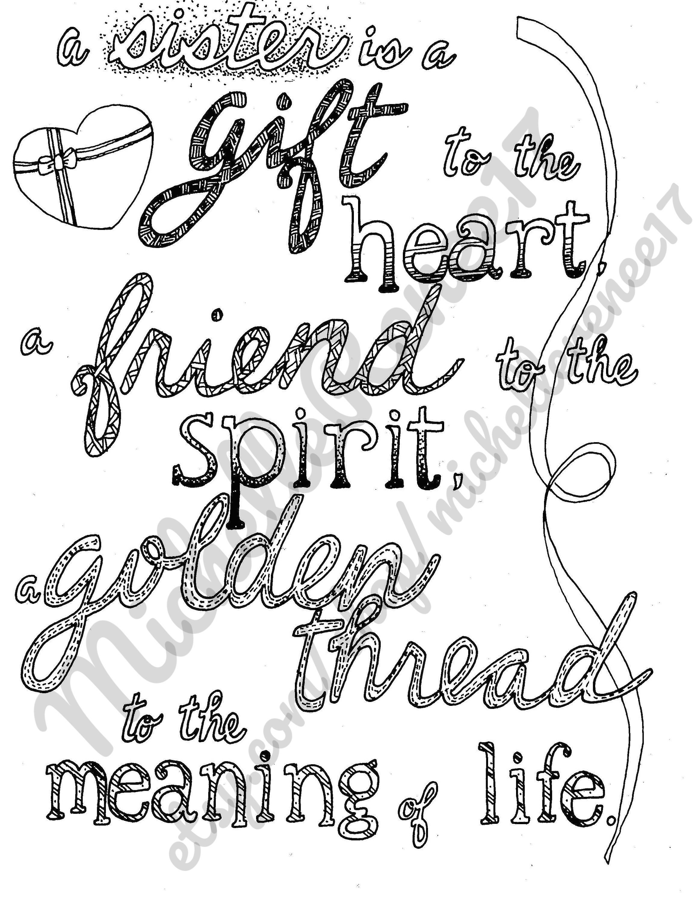 Sister Quote Coloring Page: Digital Instant Download - Etsy