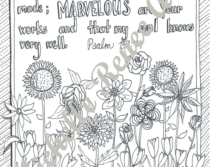 Bible Verse Coloring Page: Psalm 139.14 Digital Instant | Etsy