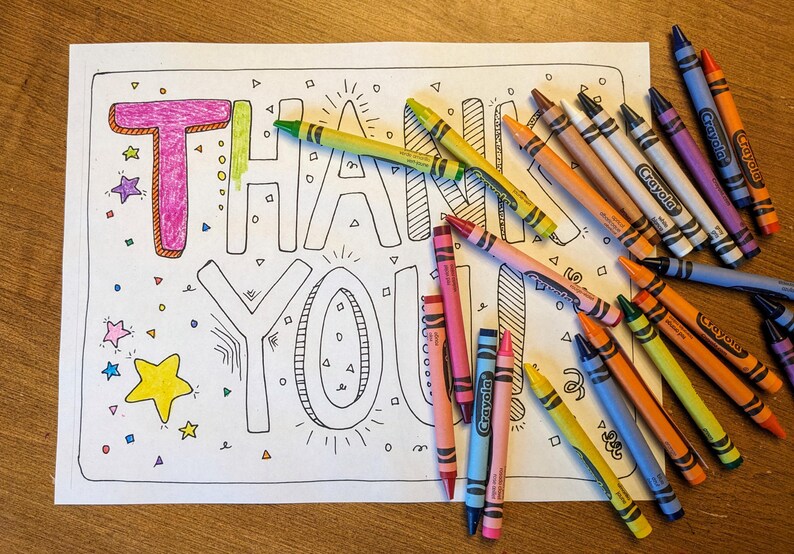 Thank You! Coloring Page: Digital Instant Download - Etsy