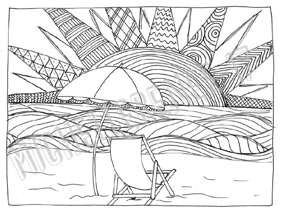 Beach Coloring Page: Digital Instant Download - Etsy