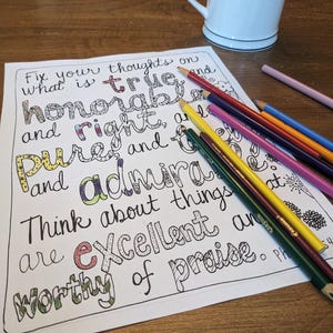 Bible Verse Coloring Page: Philippians 4.8 Digital Instant Download - Etsy