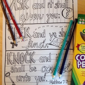 Bible Verse Coloring Page: Matthew 7.7 Digital Instant Download - Etsy