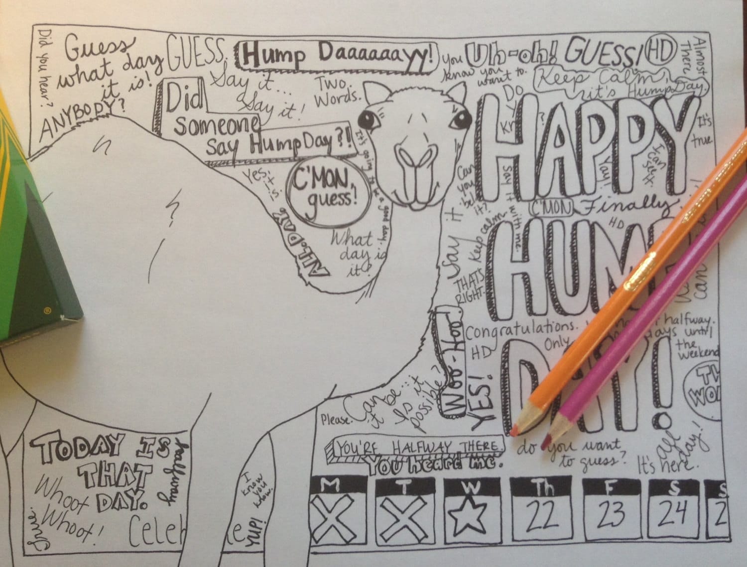 Happy Hump Day Coloring Page: Digital Instant Download - Etsy