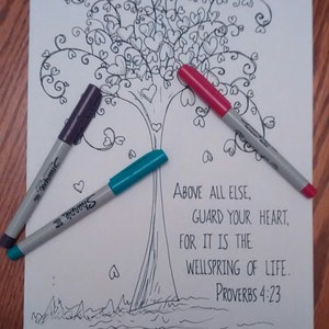 Bible Verse Coloring Page: Proverbs 4.23 Digital Instant Download - Etsy