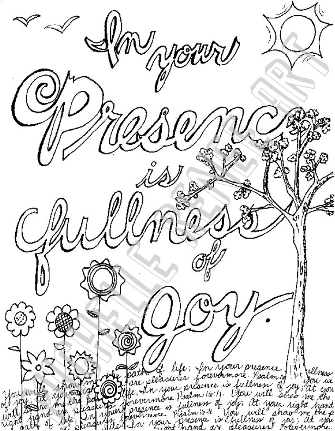 Bible Verse Coloring Page: Psalm 16.11 Digital Instant Download - Etsy