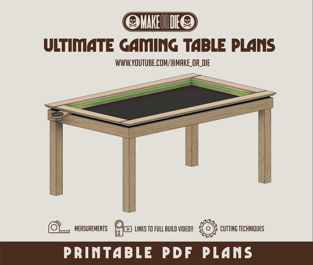 Ultimate Gaming Table Plans – LED Lighting & Magnetic Rail System - Etsy