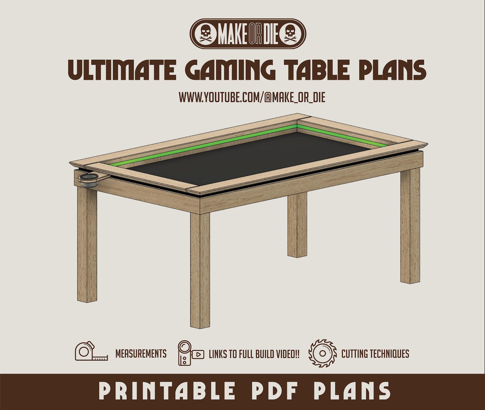 Ultimate Gaming Table Plans – LED Lighting & Magnetic Rail System - Etsy