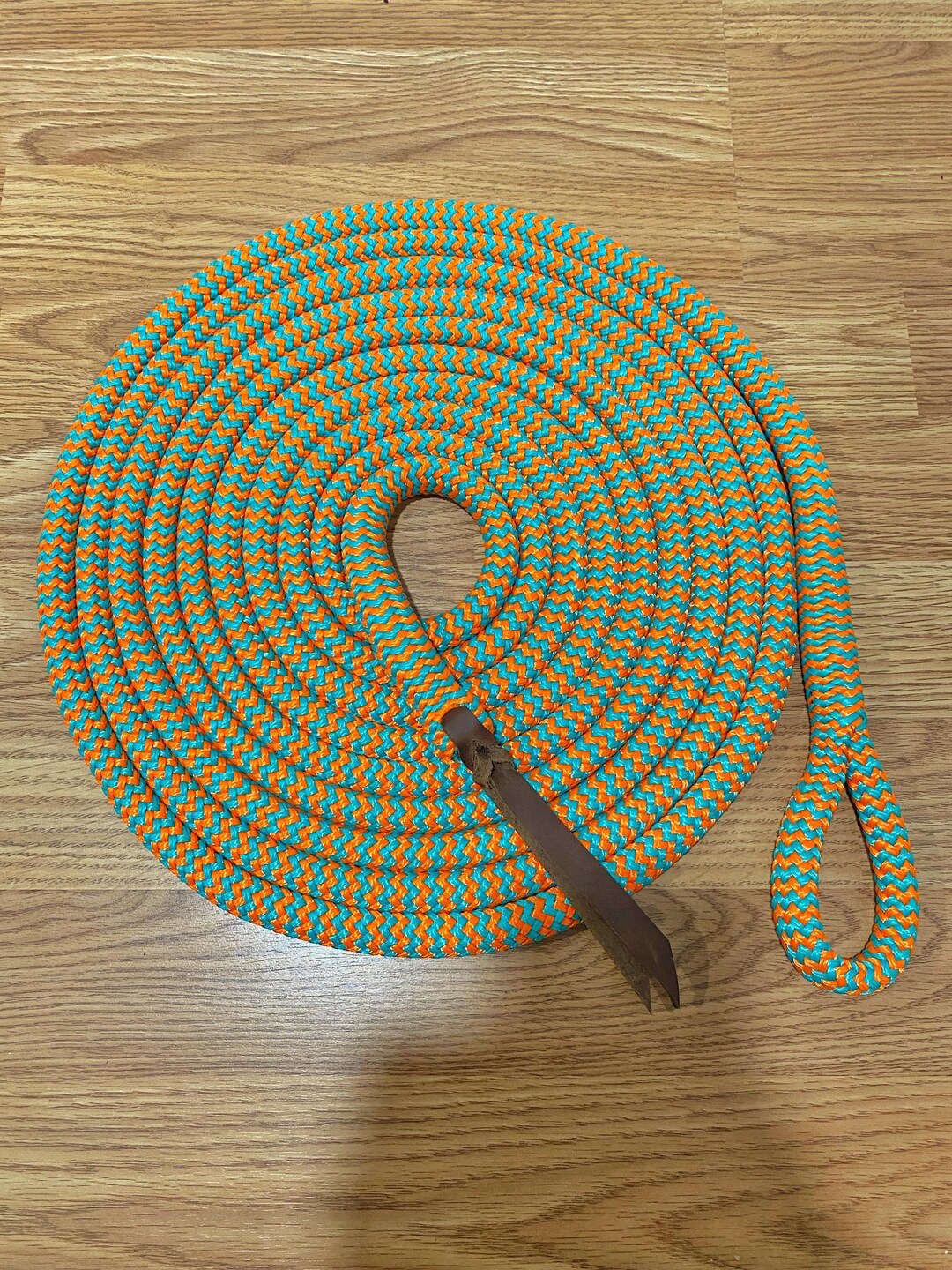 20' Orange/turquoise Lunge Line, Yacht Rope Lunge Line, 20' Clinician ...
