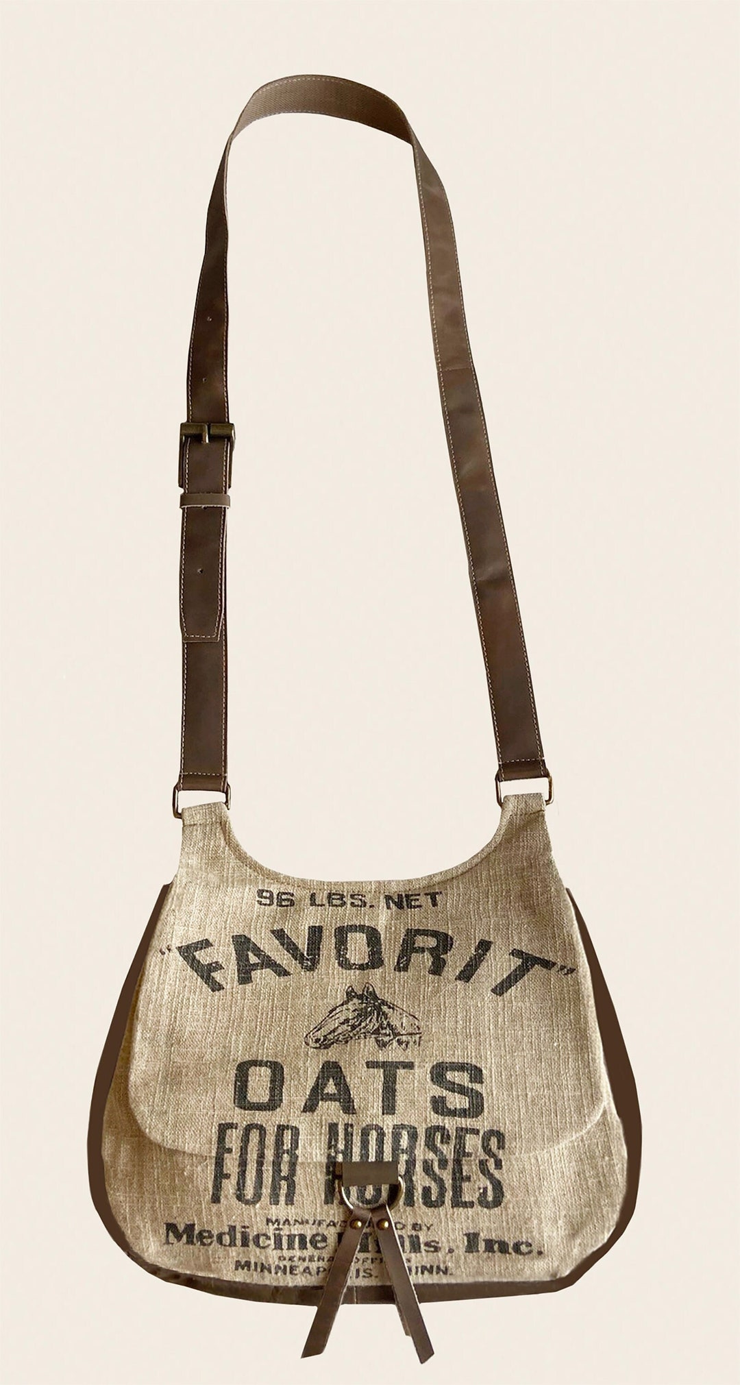 Favorit Oats Crossbody-satchel/handbag-vintage Burlap Sack Design Linen ...