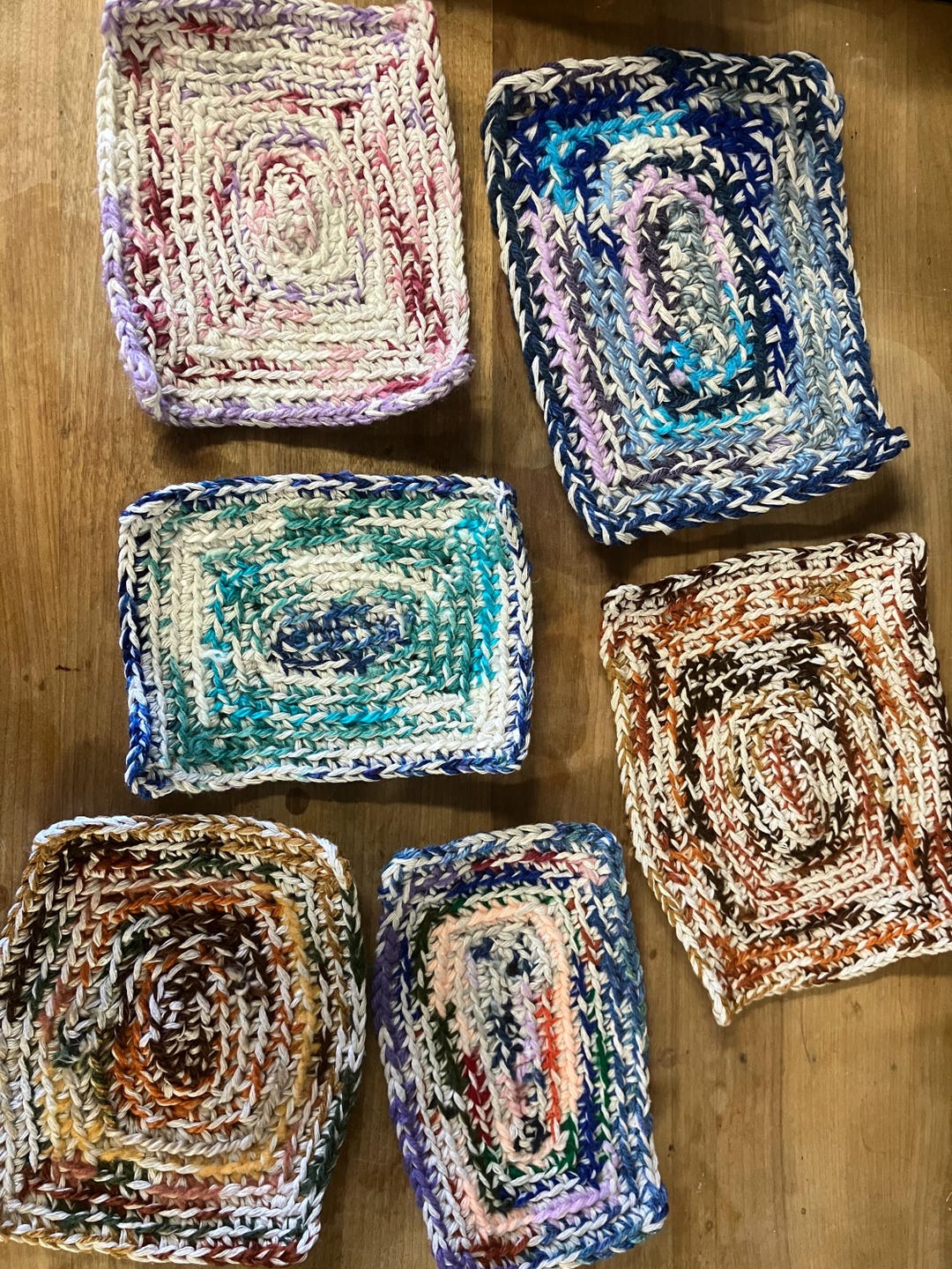 6 Handmade Kitchen Scrubbers Counter Wipes Dish Cloths Country ...