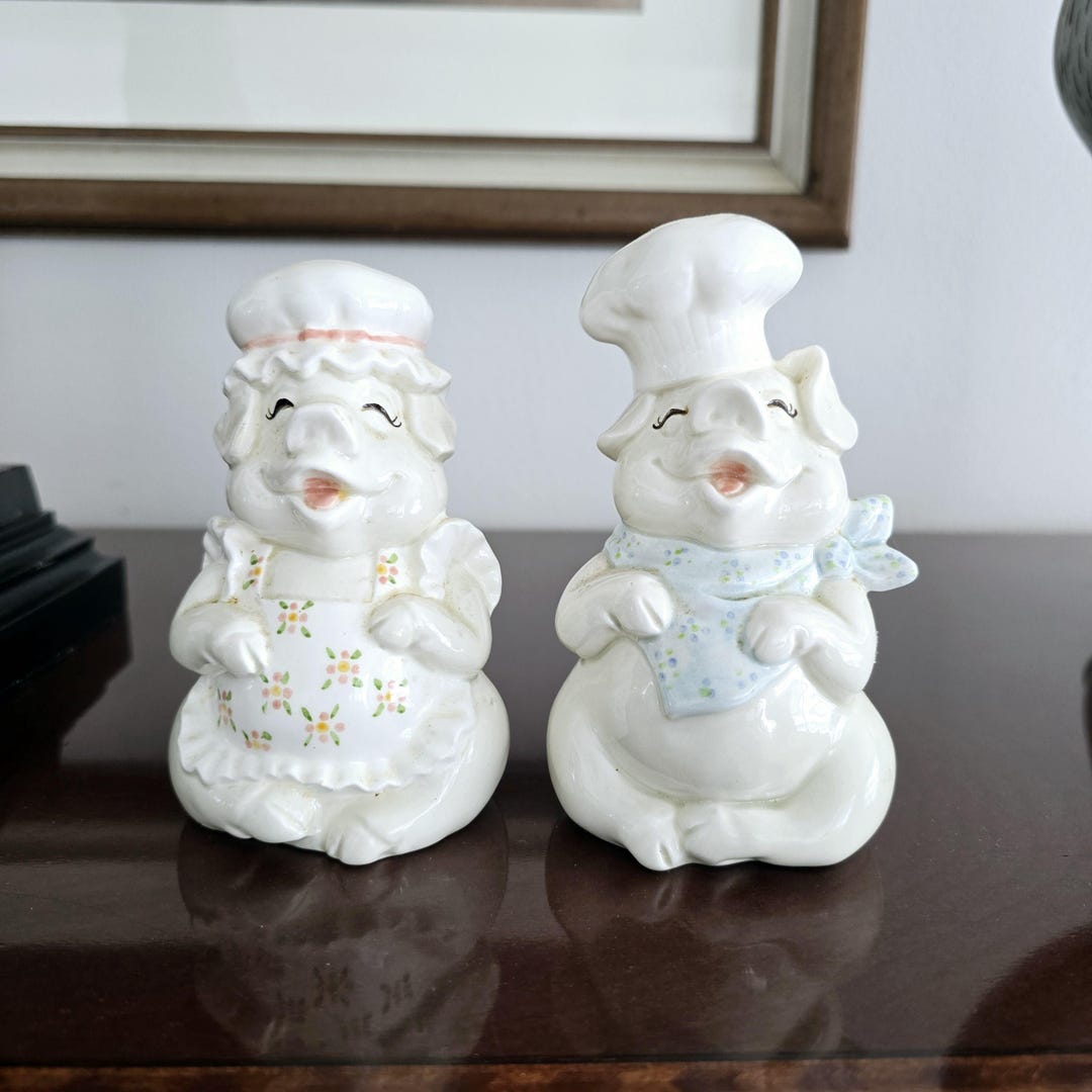 Vintage Fitz Floyd Laughing Pig Chef Salt & Pepper Shakers - Made in ...