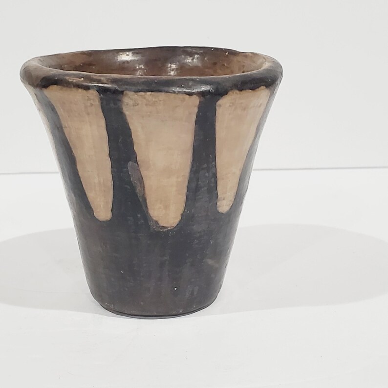Lenca Tribe Pottery Pots: Black Cream Striped Seed Pots, Bohemian Decor ...