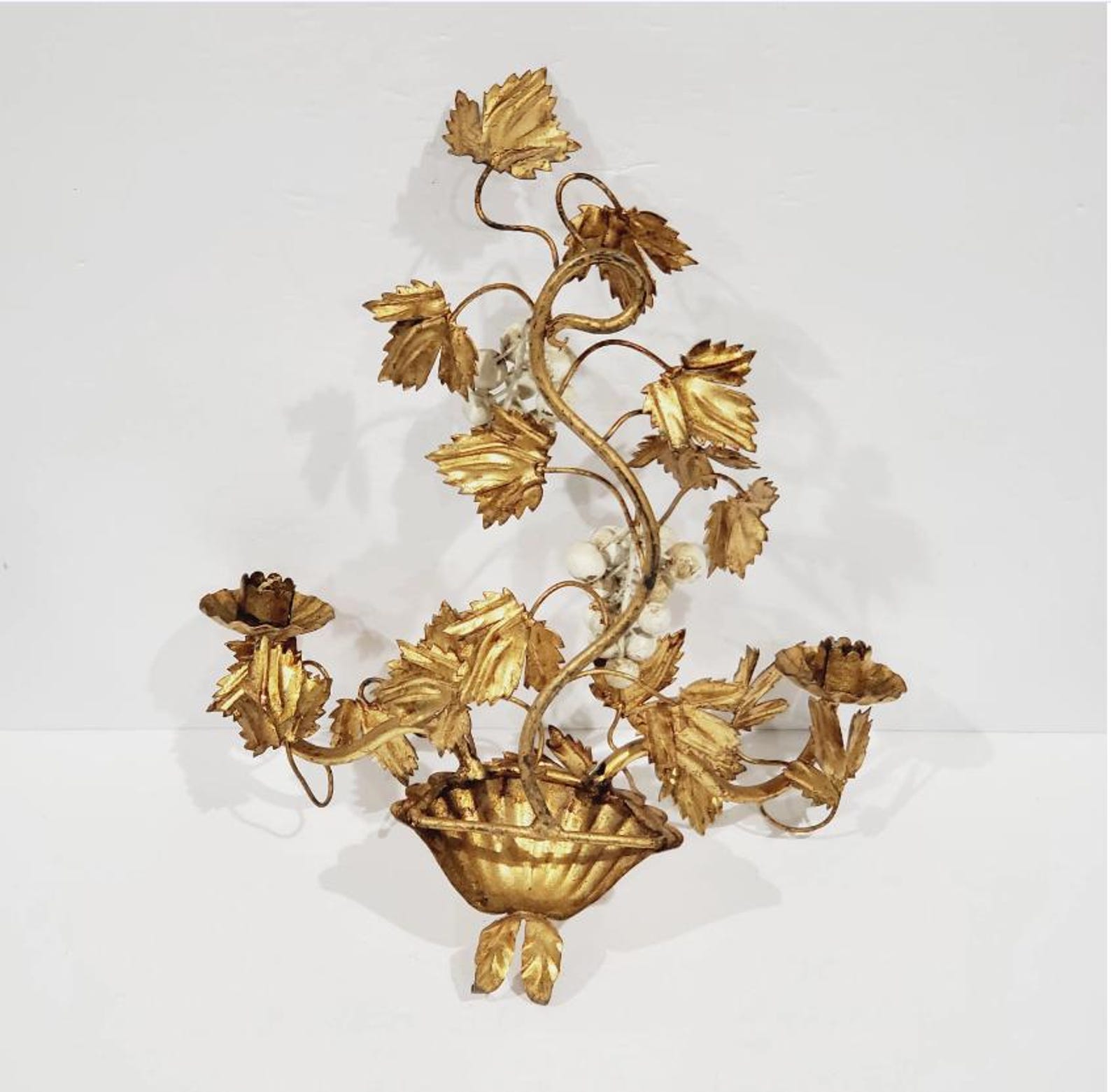 Vintage Florentine Gold Wall Scone With Grapes Clusters and Leaves ...