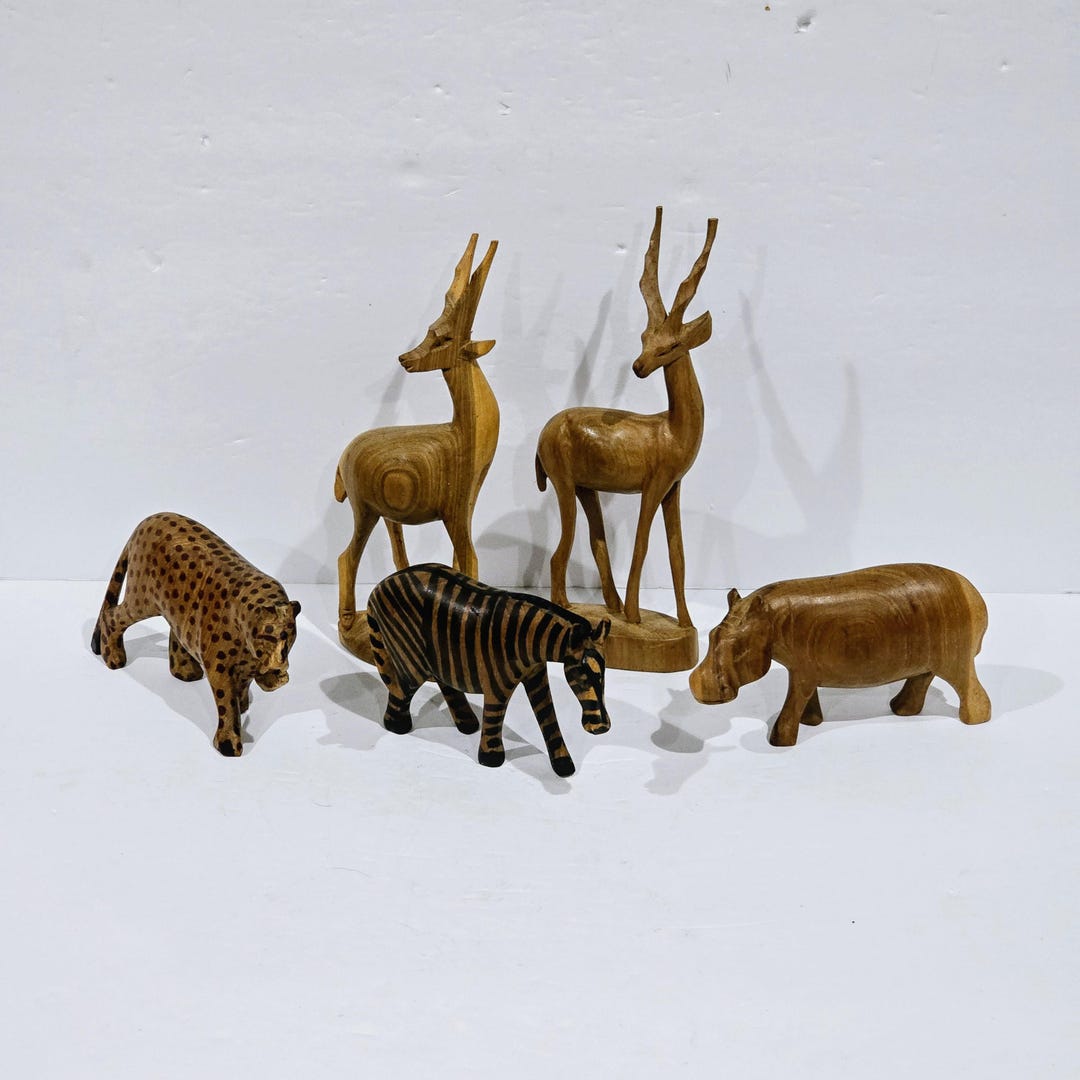 Handmade Carved Wood Animals Made in Kenya Jungle Safari Antelope Zebra ...