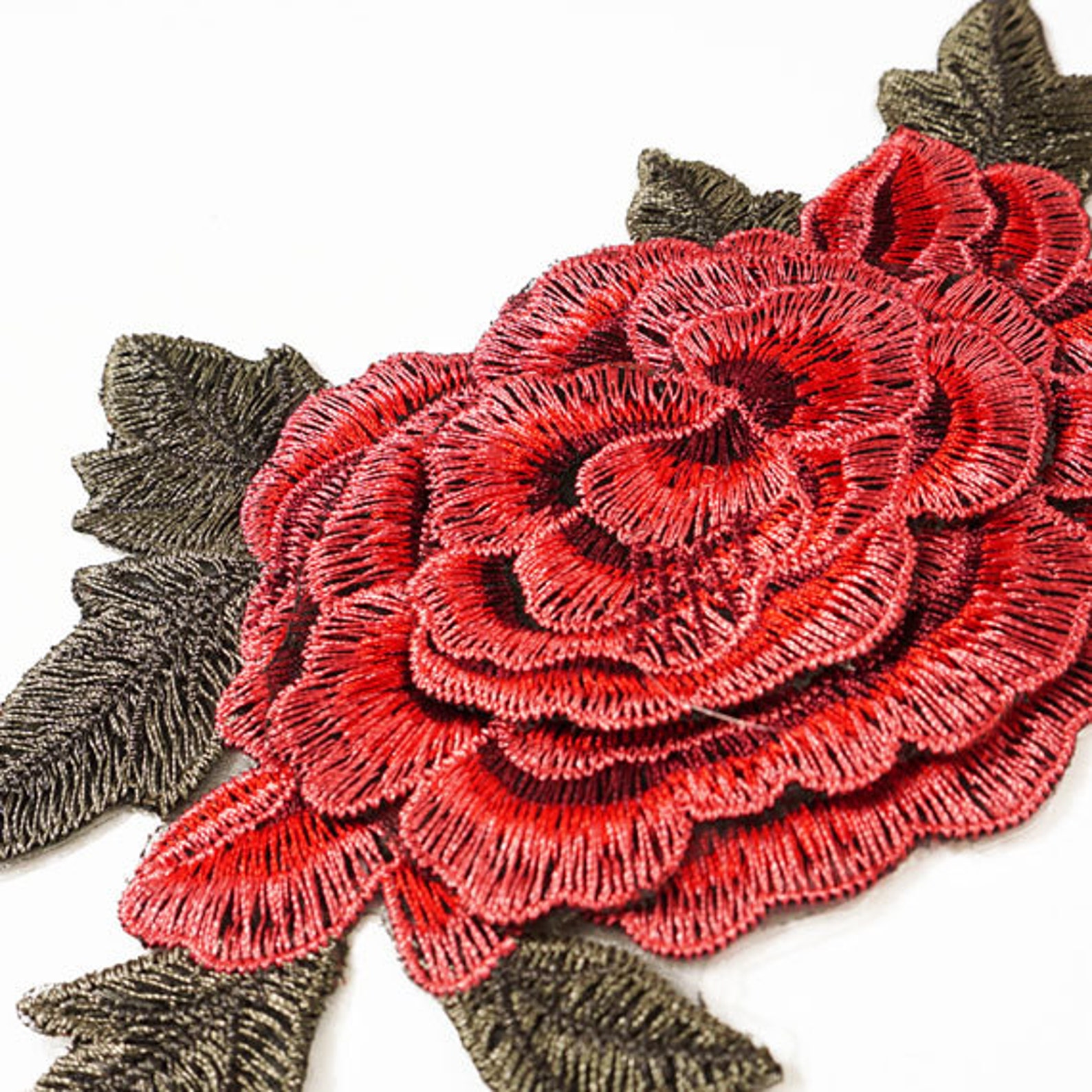 Embroidered Rose Floral Iron-on Applique Patch Embroidery - Etsy