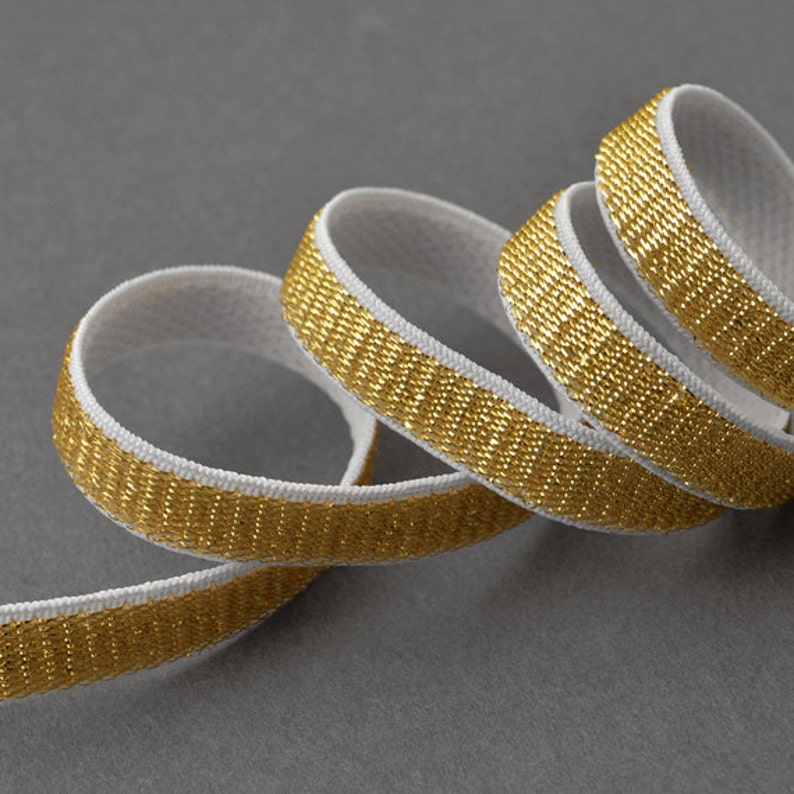 3/8 10mm Metallic Gold Elastic Stretch Band Ribbon - Etsy