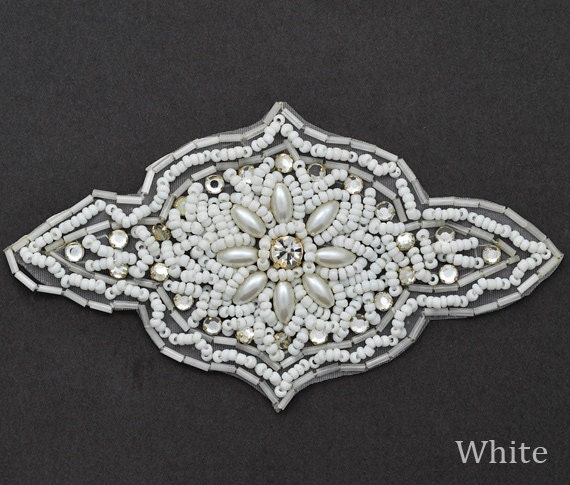 Rhinestone Pearl Beaded Applique Beaded Patch Bridal - Etsy