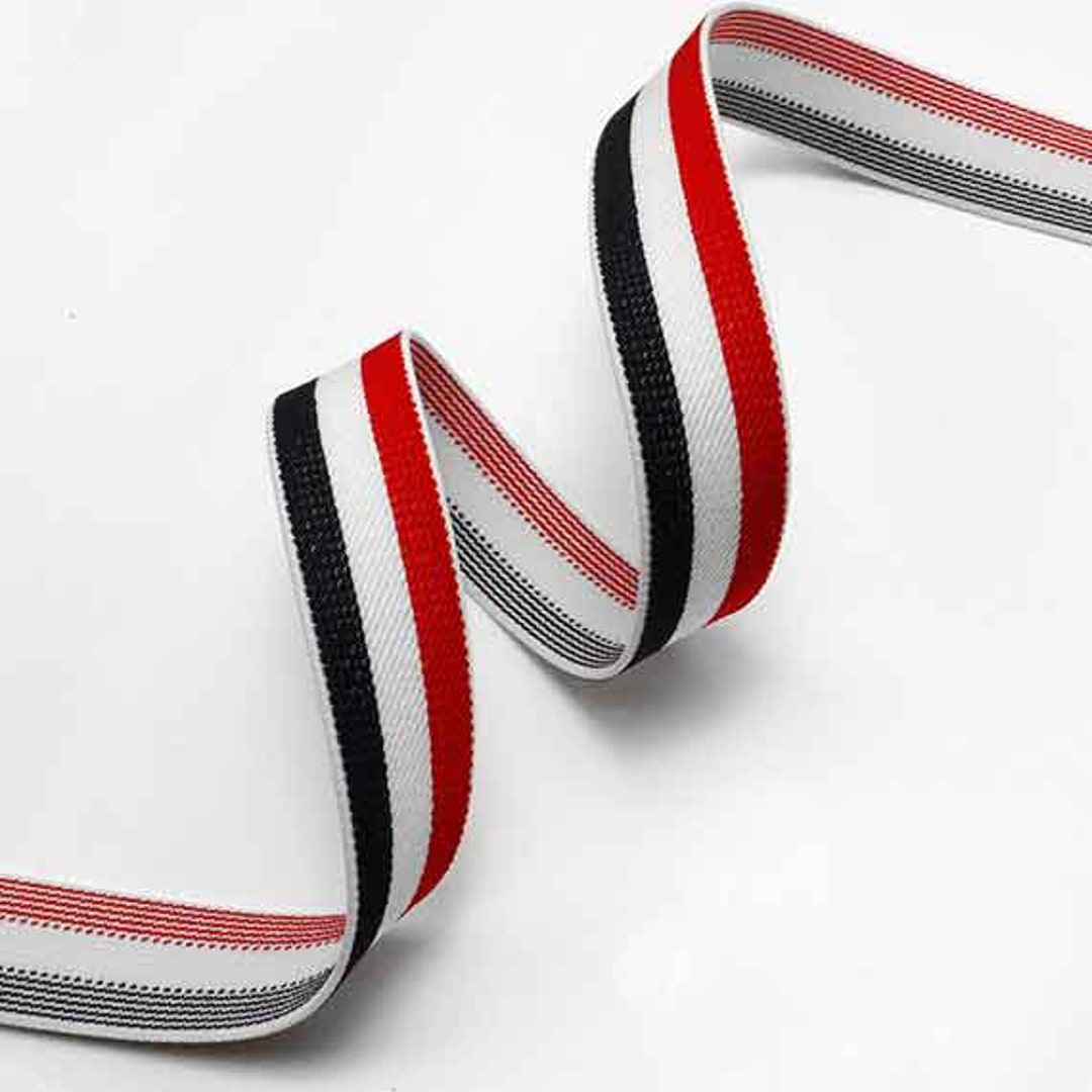 1 25mm Elastic Stretch Ribbon Trim by 2-yards, White/red/navy, TR-11710 ...
