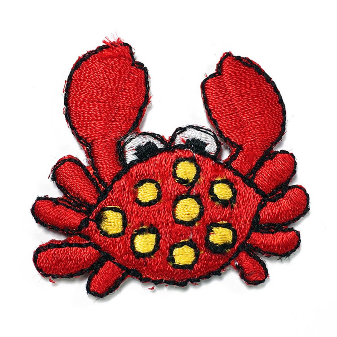 Iron-on Embroidered Red Crab Applique Patch Embroidery Patch - Etsy