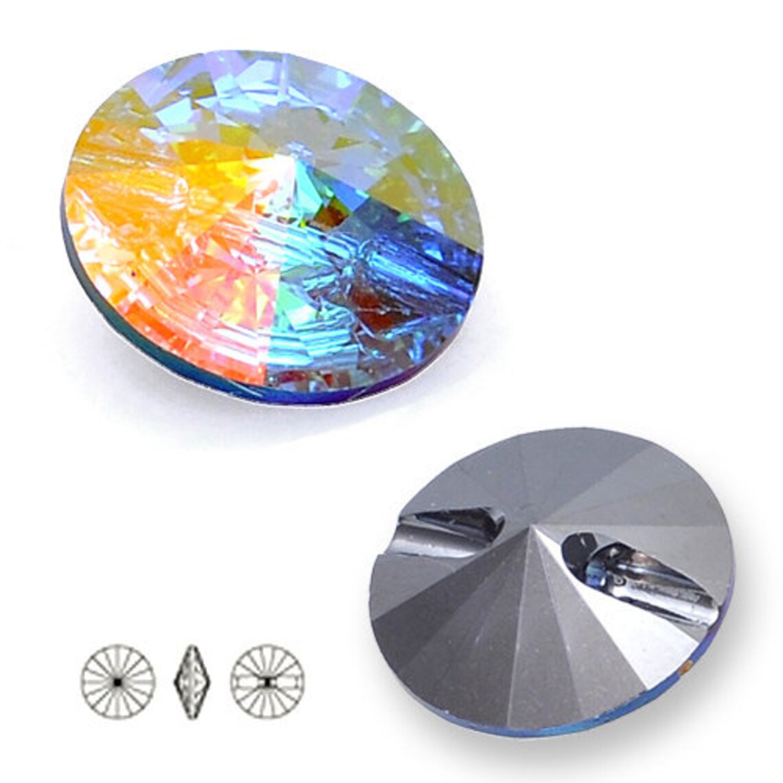16mm Swarovski 3015 Sew on Rivoli Button Crystal Jet - Etsy