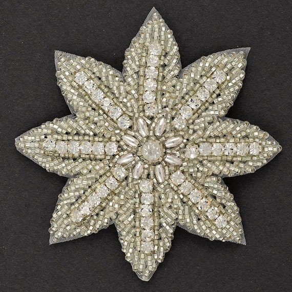 Rhinestone Beaded Applique Beaded patch Bridal Applique | Etsy