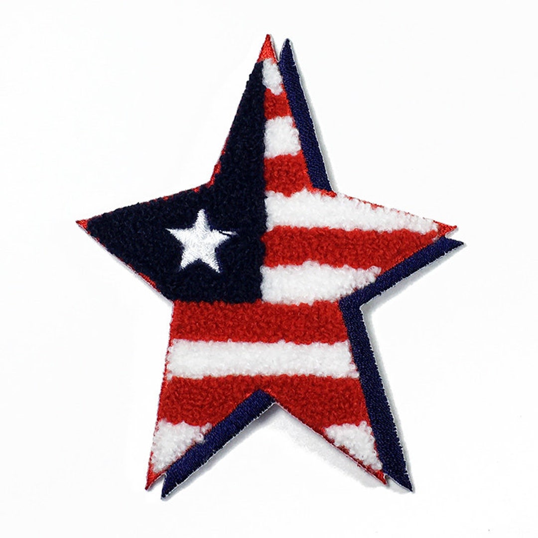 American Flag Star Patch Chenille Stitch Iron-on Patch by 1-pc, 4 X 3-1/4, SP-3709 - Etsy