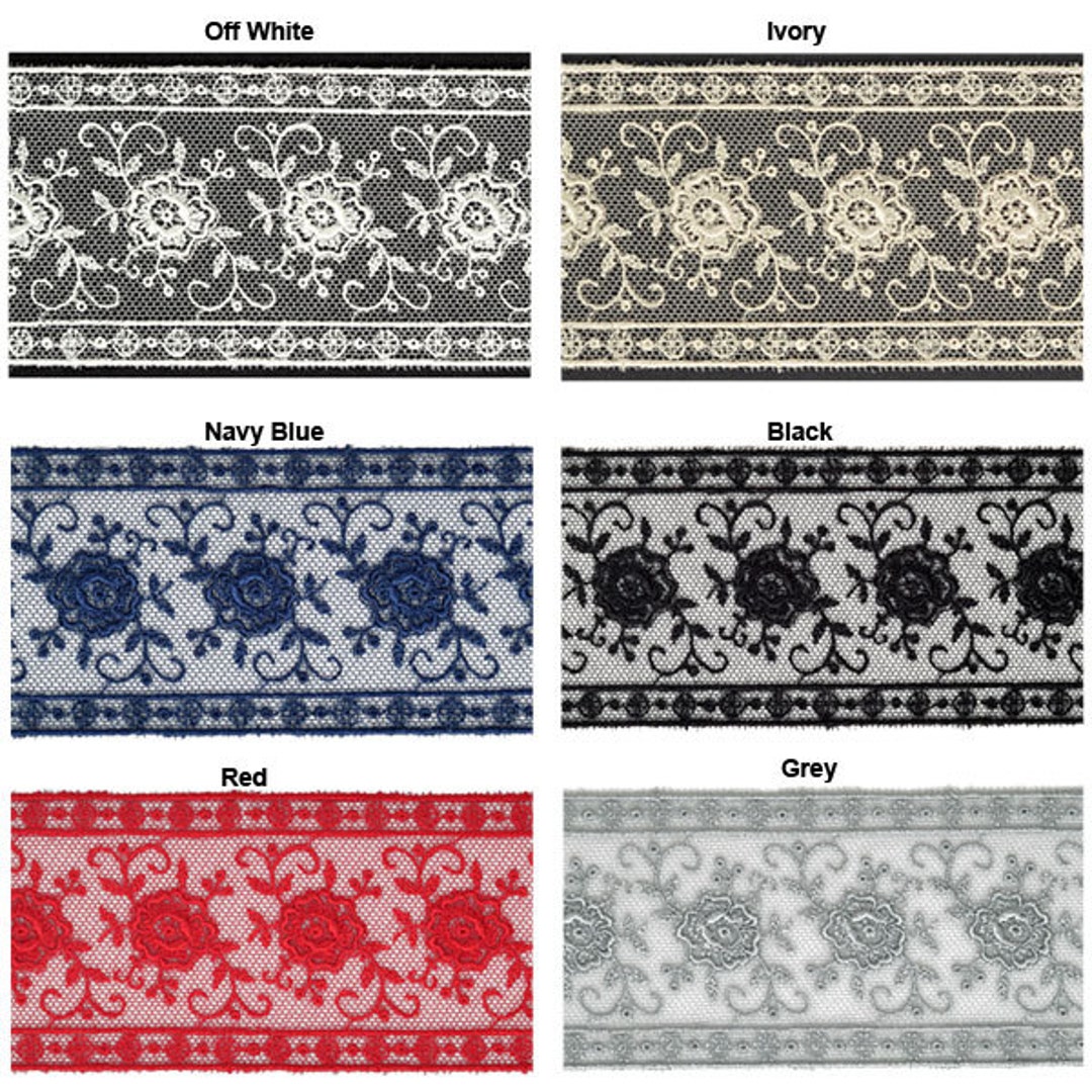 Flower Embroidered Lace Trim 2 Inch by 1 Yard 9 Colors - Etsy