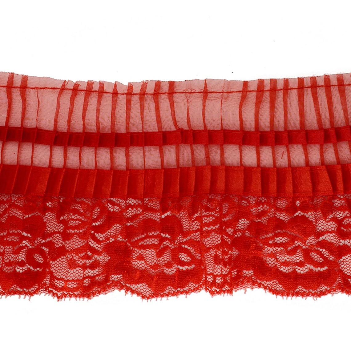 3-3/4 Ruffled Pleated Lace Trim by 2-yards Black Red | Etsy