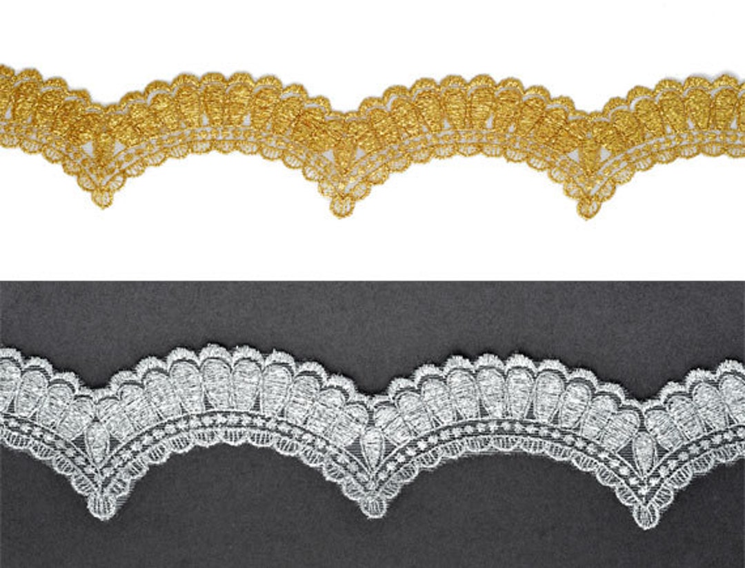 Metallic Lace Trim for Bridal, Costume or Jewelry, Crafts and Sewing, 2 ...