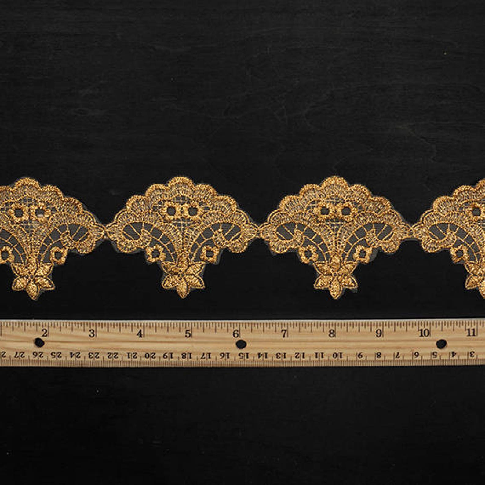 Metallic Gold Lace Trim Crafts and Sewing 2-5/8 Inch by 1 | Etsy