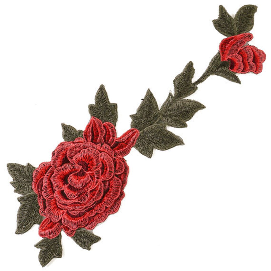 Embroidered Rose Floral Iron-on Applique Patch Embroidery - Etsy