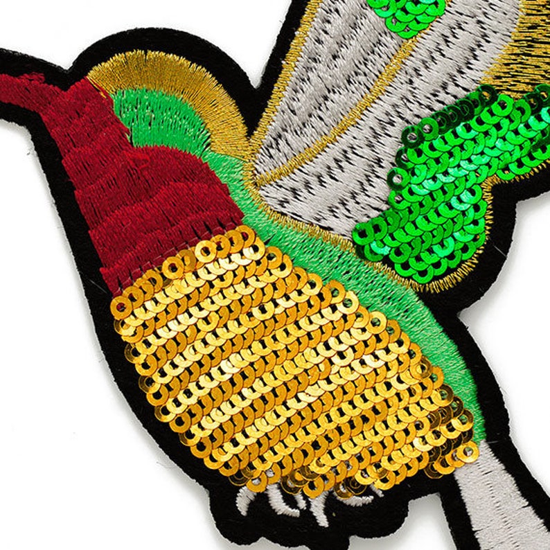 Bird Embroidered Sequin Iron-on Patch Embroidery Applique by - Etsy