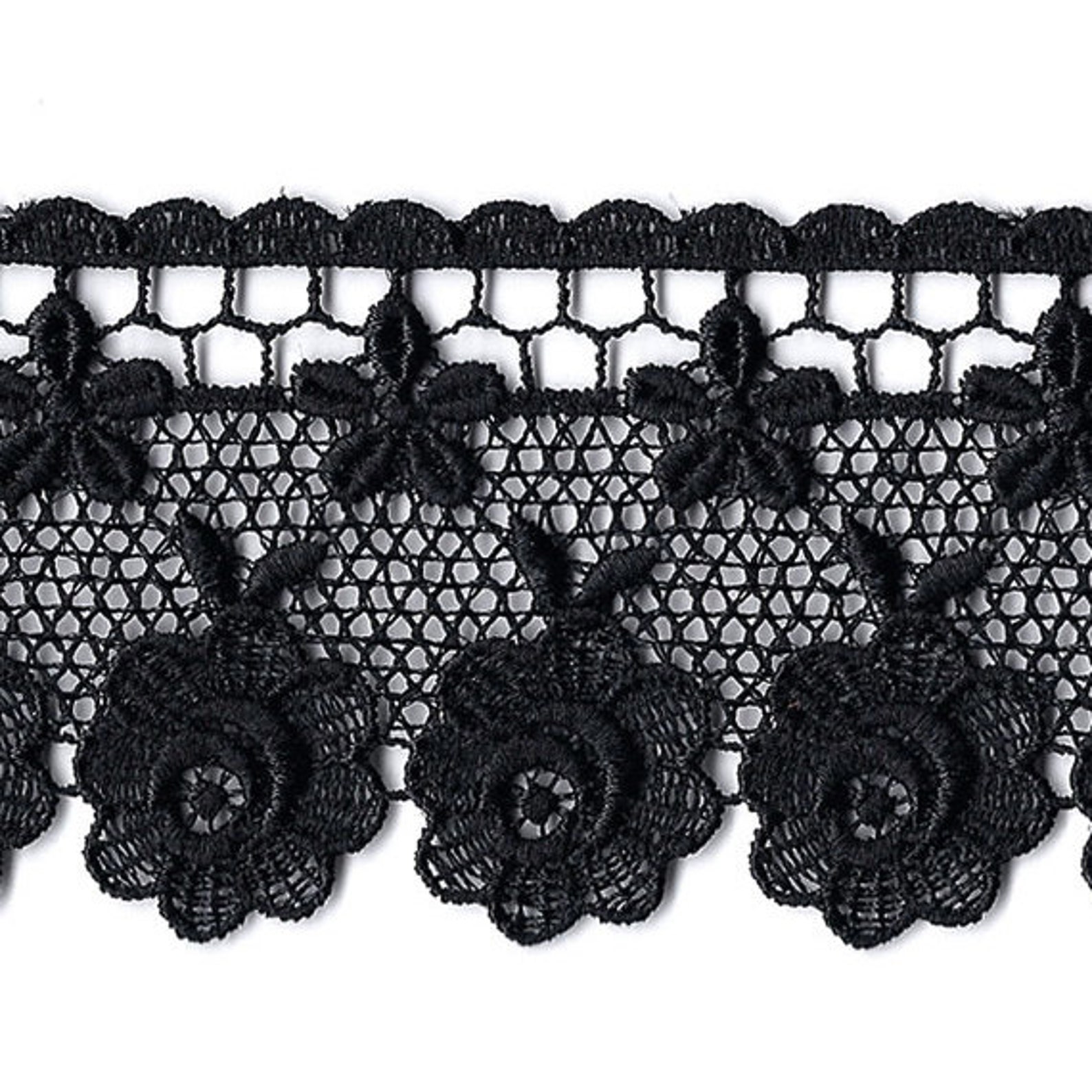 2-3/8 Inch Venise Lace Trim by 1 Yard, Black, Ivory, BAT-6083 - Etsy
