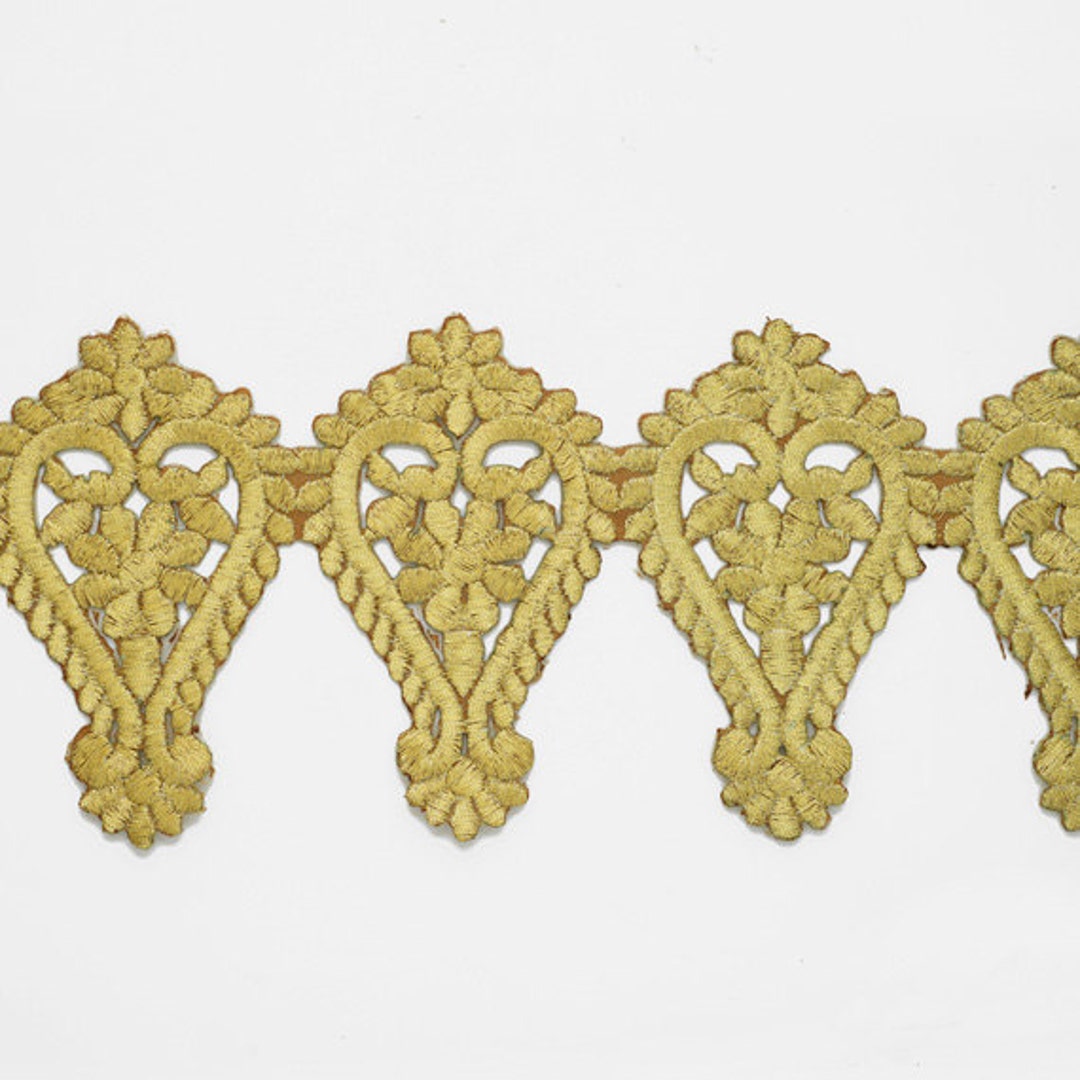 Iron on Metallic Lace Trim for Bridal, Costume or Jewelry, Crafts and ...