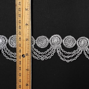 2 Inch Metallic Lace Trim for Bridal, Costume or Jewelry, Crafts and ...