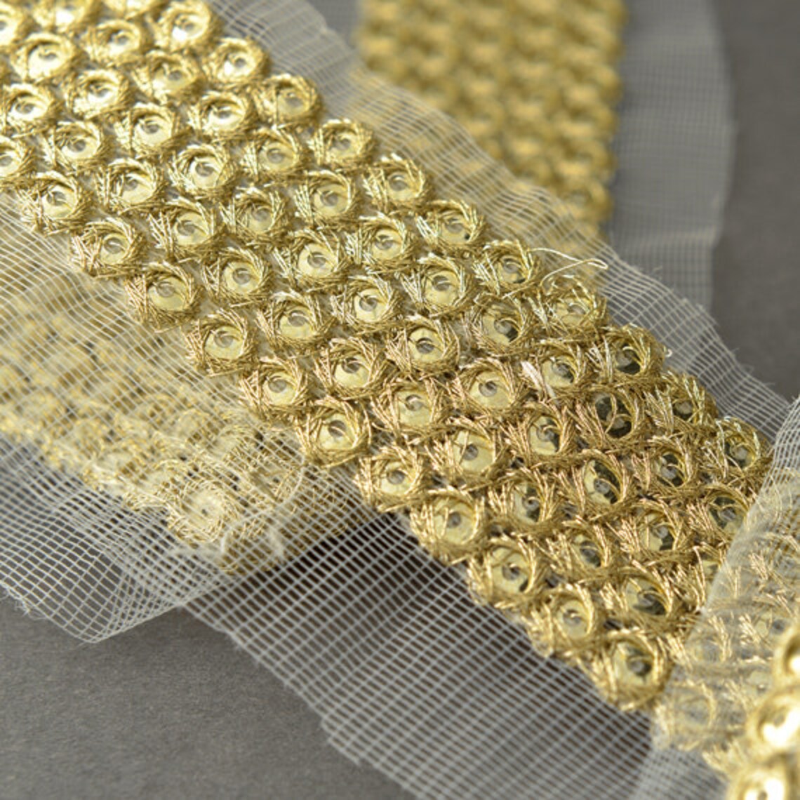 GOLD Sequin & Metallic Thread Lace Trim for Bridal Costume or | Etsy