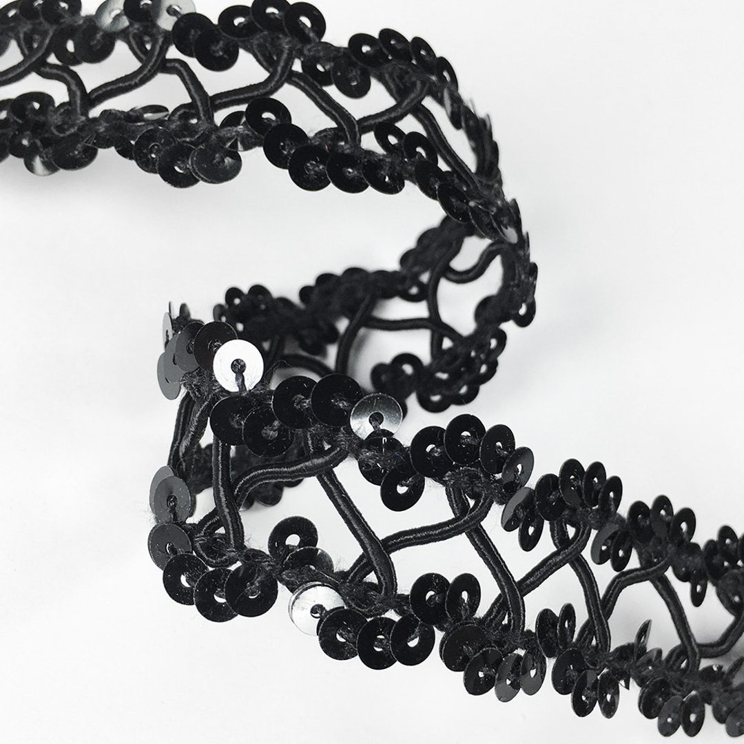 20mm 13/16 Sequin Gimp Trim 1-yard, Black, SP-3230 - Etsy